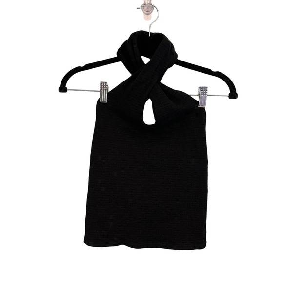 Enza Costa | Tops | Enza Costa Womens Black Knit Crossover Keyhole ...